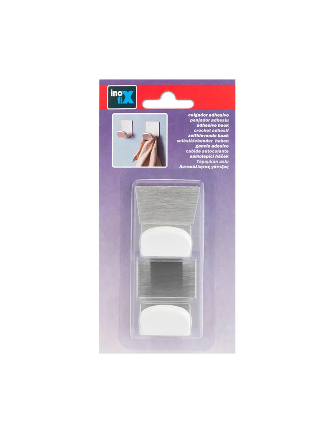 E3/66567 COLGADOR ADHESIVO BLANCO CON BASE ADE ACERO INOX (BLISTER 2 ...